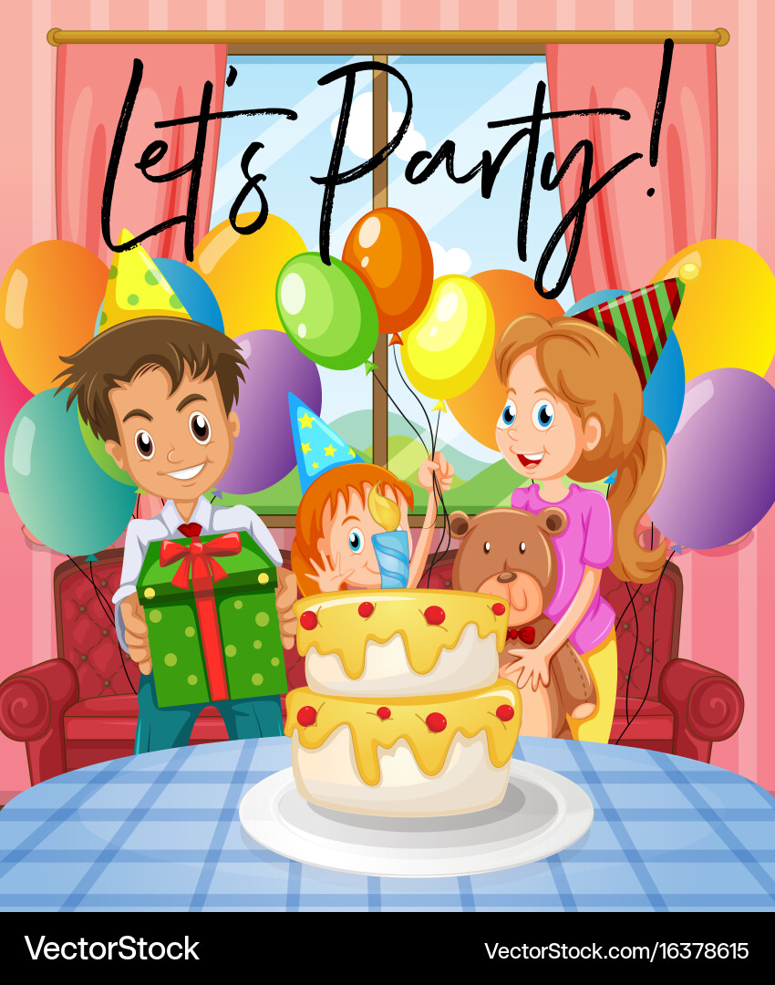 Cheerful Birthday Party Scene Royalty Free Vector Image