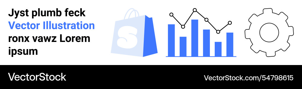 E-commerce analysis with bar chart shopping bag Vector Image