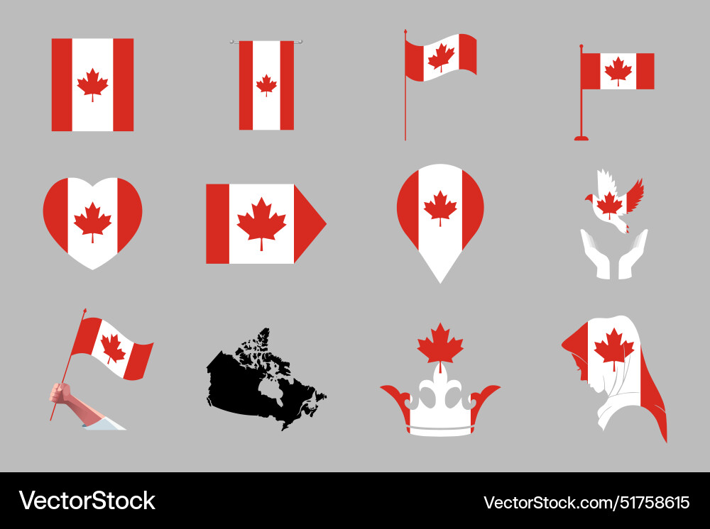 Flag of canada set Royalty Free Vector Image - VectorStock