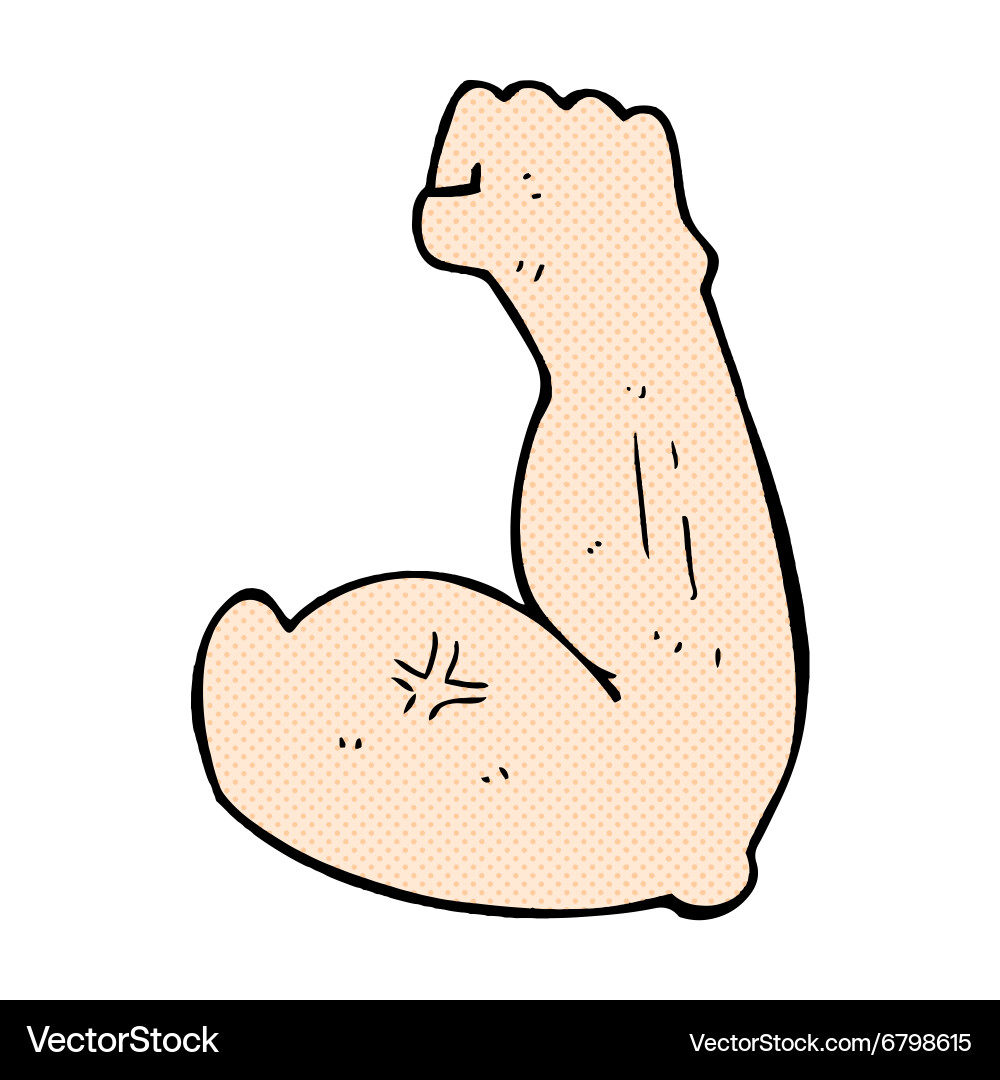 Flexing bicep comic cartoon Royalty Free Vector Image