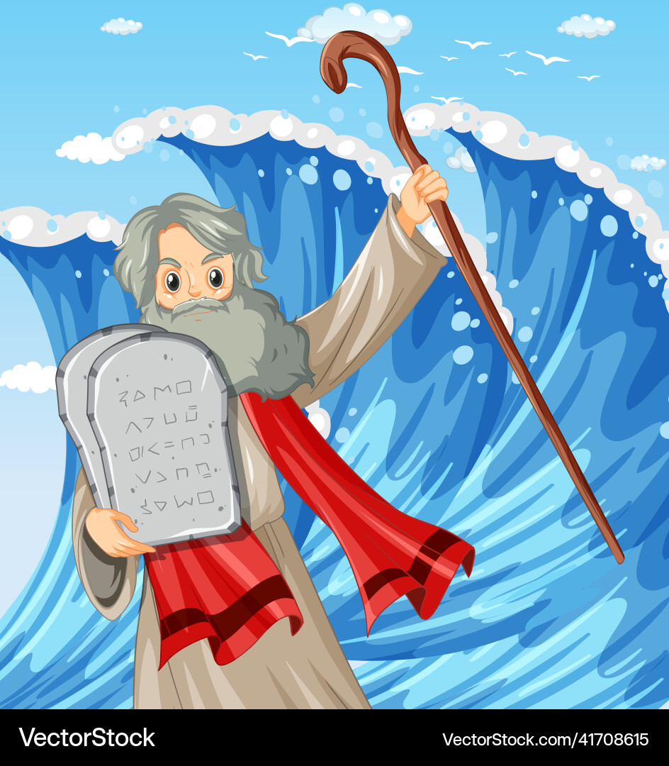 Moses hält die zehn Gebote Stein Lizenzfreies Vektorbild