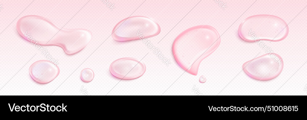 Pink transparent soap or gel drops on surface Vector Image