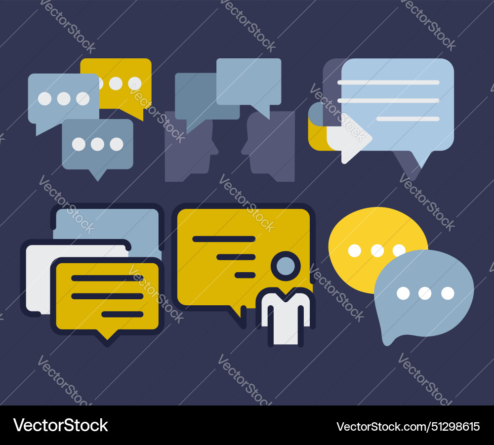 Set of ribbon banner and speech bubbles Royalty Free Vector