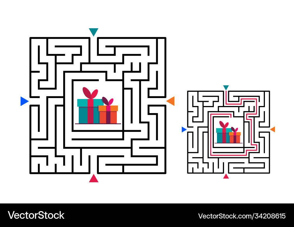 Square maze labyrinth game for kids Royalty Free Vector