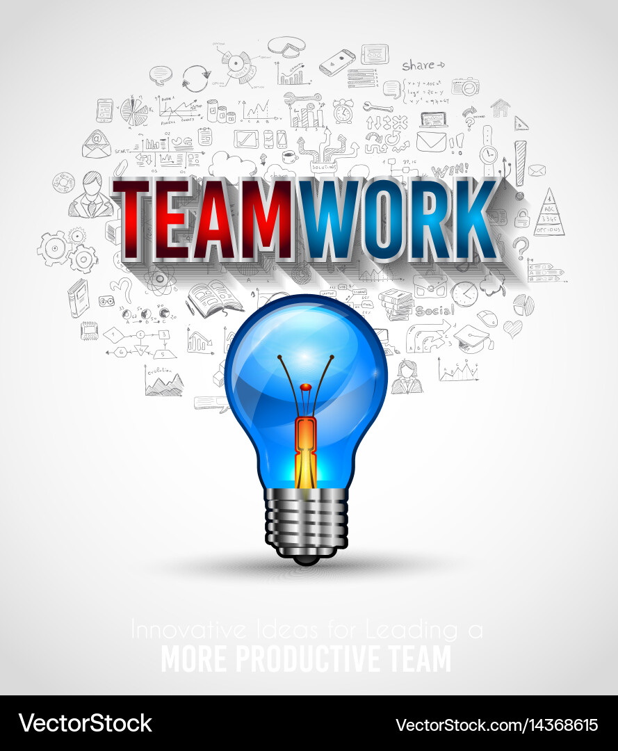 Teamwork brochure template with hand drawn Vector Image