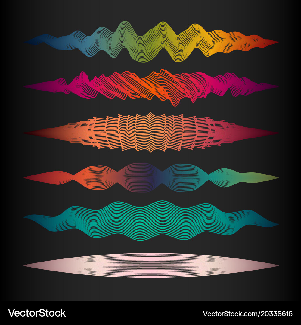 Collection of wave line design elements Royalty Free Vector