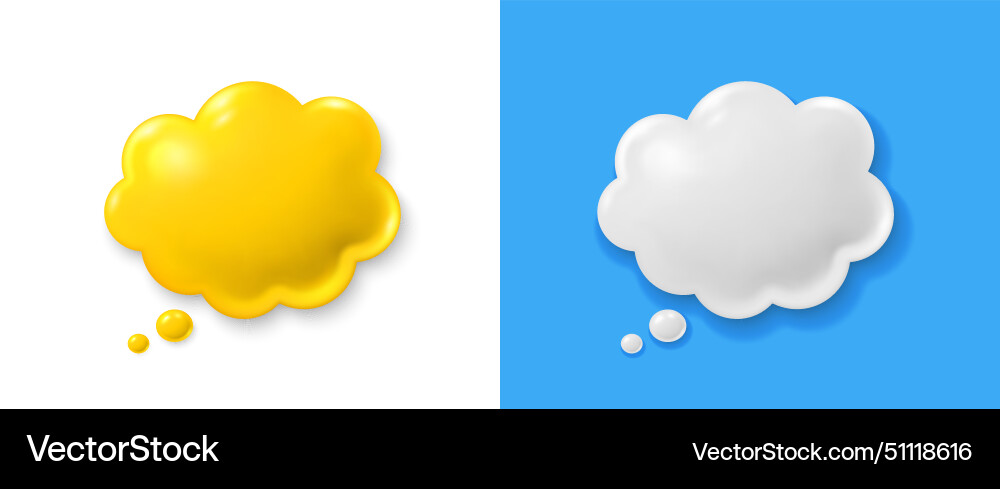 Comic speech bubble set yellow chat comment 3d Vector Image