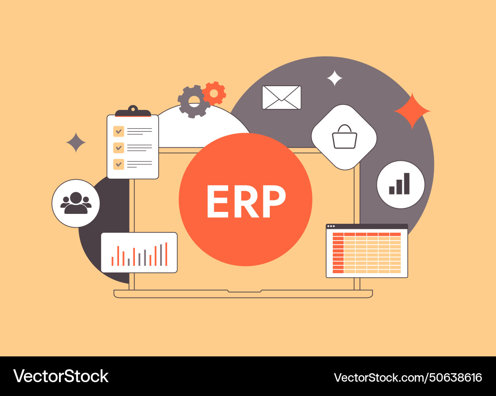 Enterprise resource planning - erp systems Vector Image
