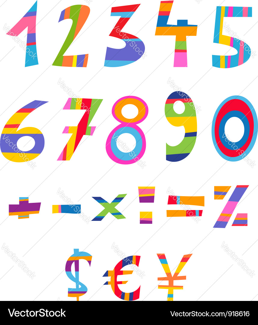 Fun numbers Royalty Free Vector Image - VectorStock
