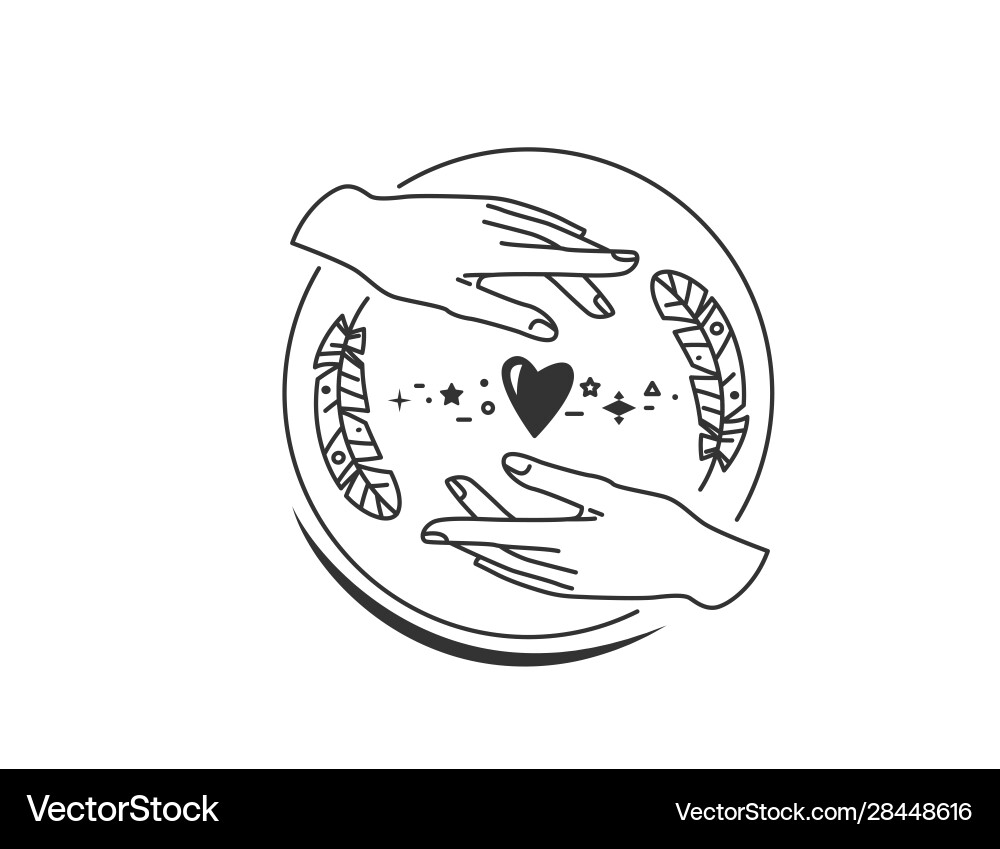 Hands with Feather Heart Royalty Free Vector Image