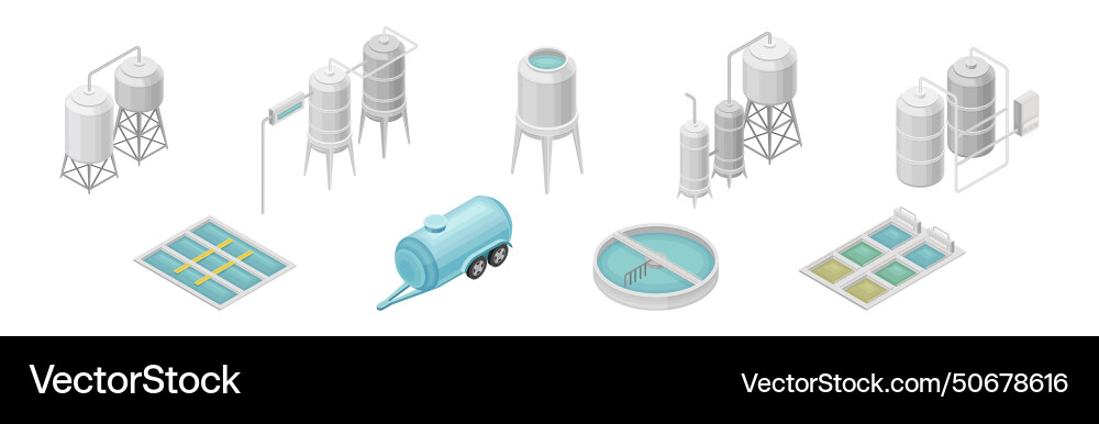 Isometric water purification industrial system Vector Image