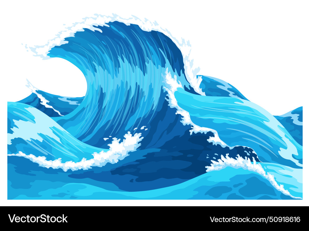 Ocean waves splash water marine sea storm Vector Image