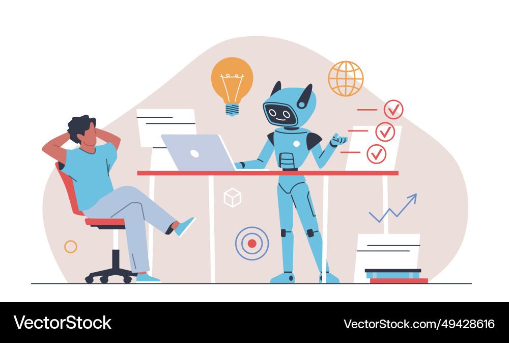 Person resting ai working guy cooperates Vector Image Person resting ai working guy cooperates Vector Image