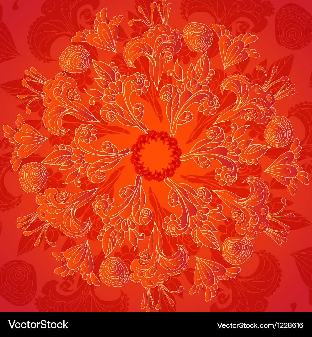 Red floral ornament background Royalty Free Vector Image