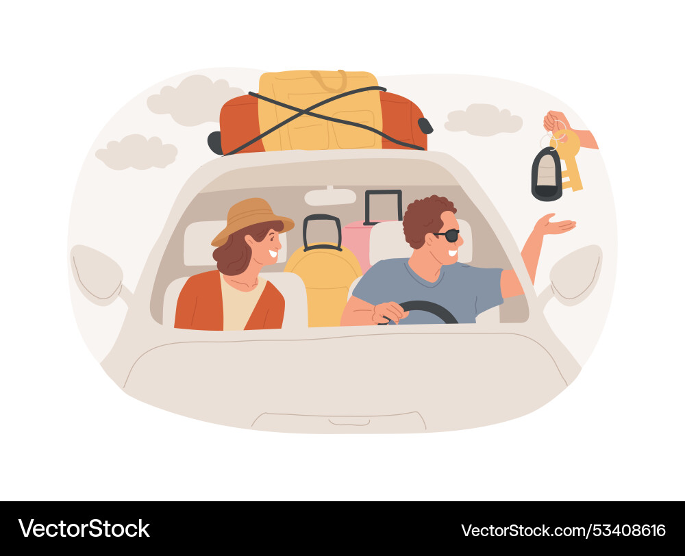 Renting a car isolated cartoon Royalty Free Vector Image