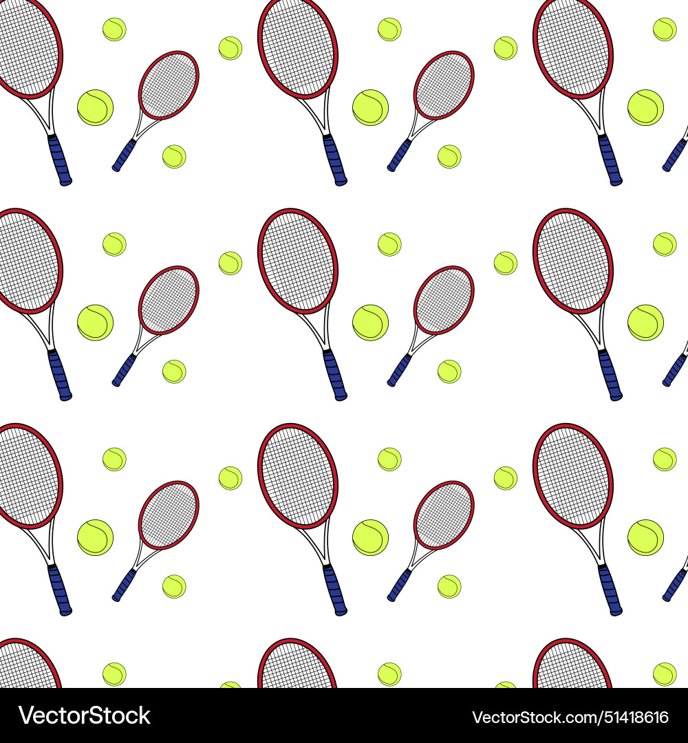 Repeated tennis pattern seamless racket and ball Vector Image