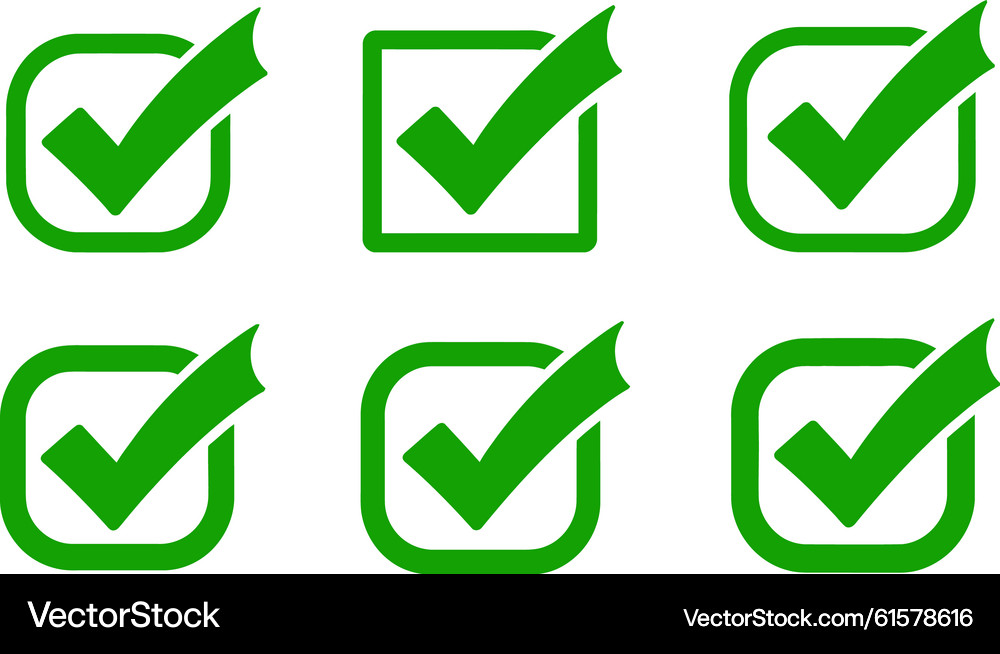 Six Green Checkmarks in Boxes – Royalty-Free Vector | VectorStock