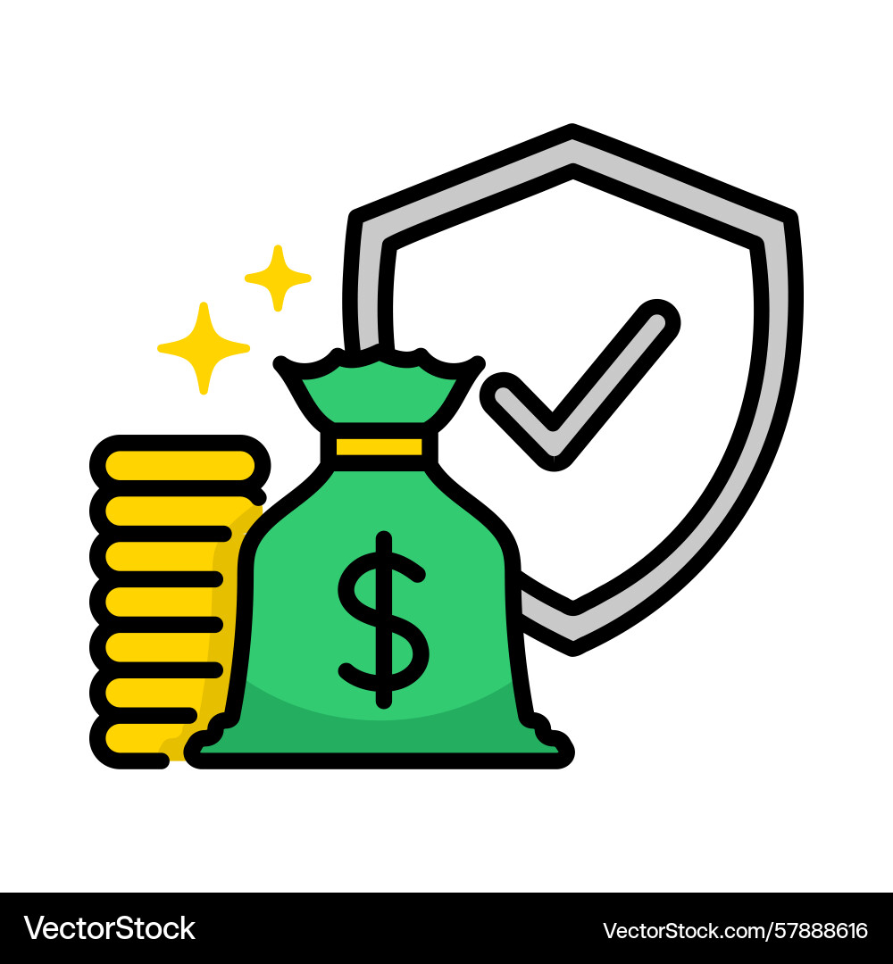 Wealth protection conceptual flat icon Royalty Free Vector