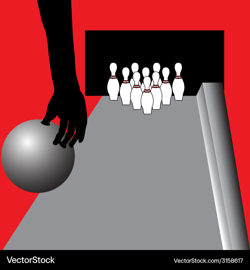 Bowling ball and pins Royalty Free Vector Image