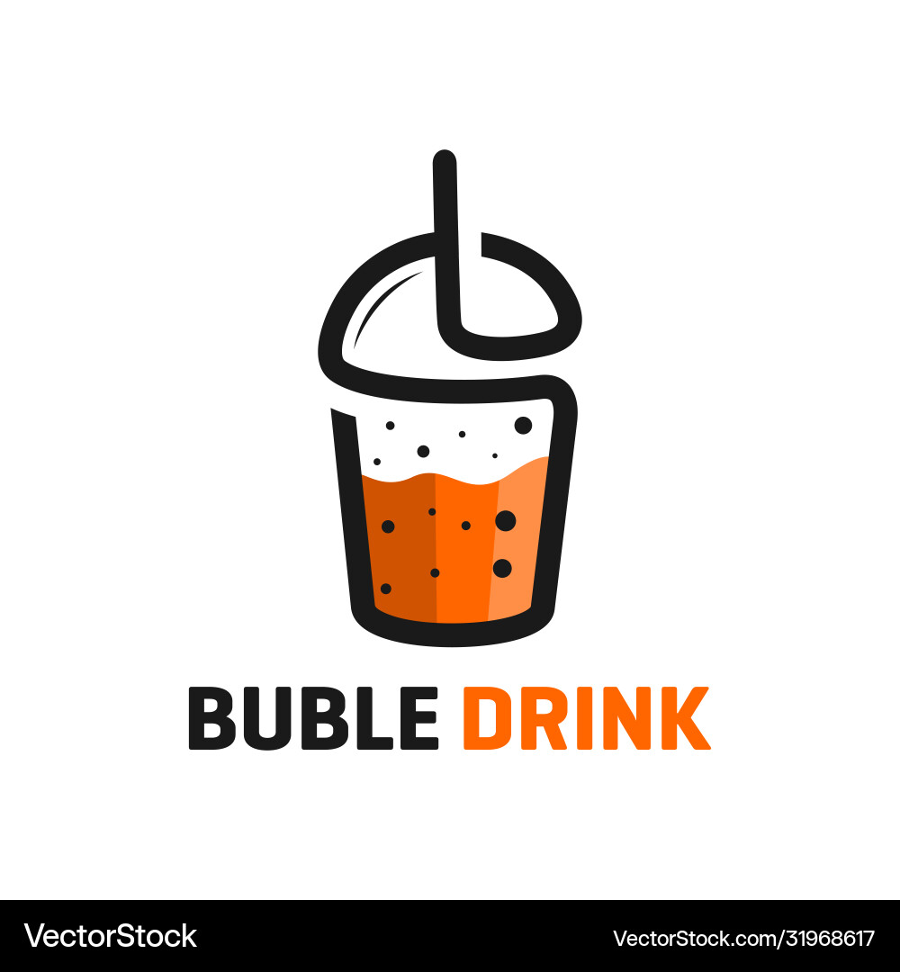 Bubble Drink Logo - Outline Royalty Free Vector Image