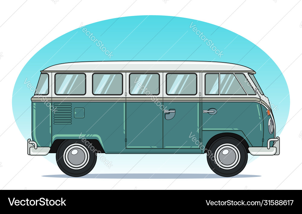 Classic retro camper van side view colorful Vector Image