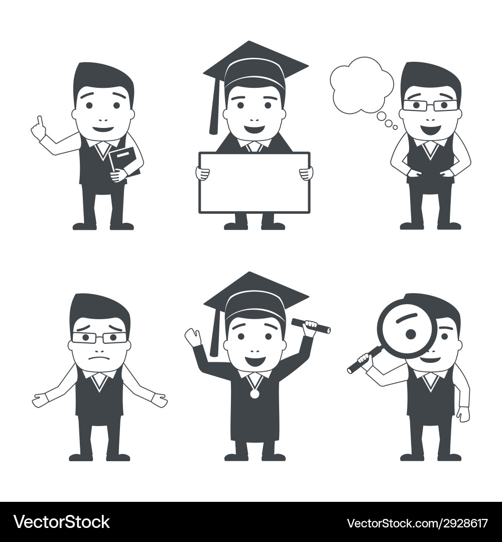 Education characters set Royalty Free Vector Image