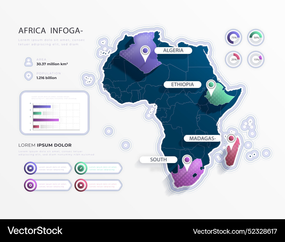 Gradient africa map infographic Royalty Free Vector Image