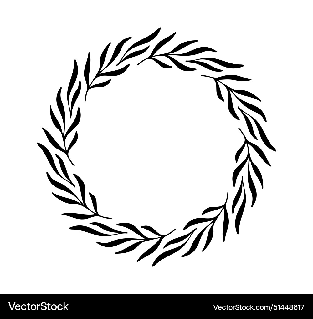Hand drawn floral spring wreath isolated white Vector Image