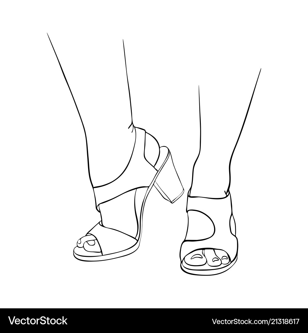 Hand drawn women feet Royalty Free Vector Image
