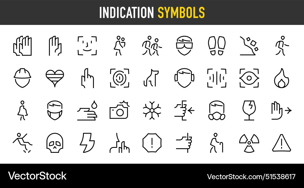 Indication symbols icons alert danger Royalty Free Vector