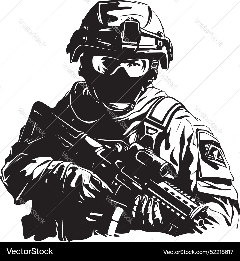 Invisible guardian combat soldier logo design Vector Image