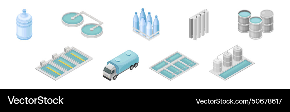 Isometric water purification industrial system Vector Image