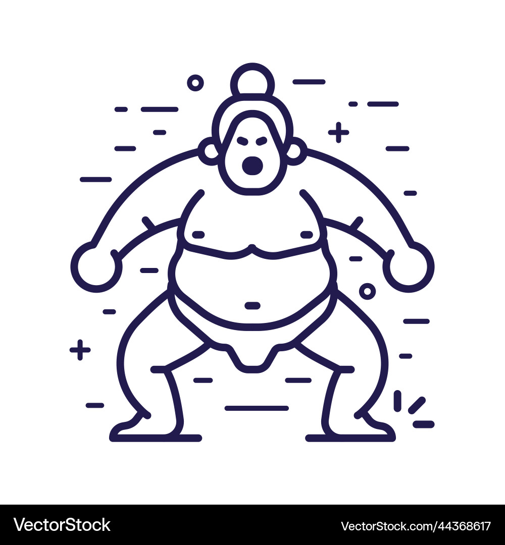 Japan sumo warrior icon in line art Royalty Free Vector