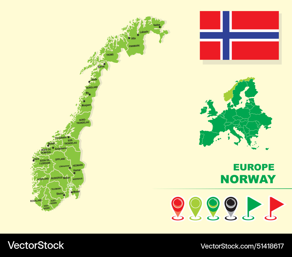 Norway map Royalty Free Vector Image - VectorStock
