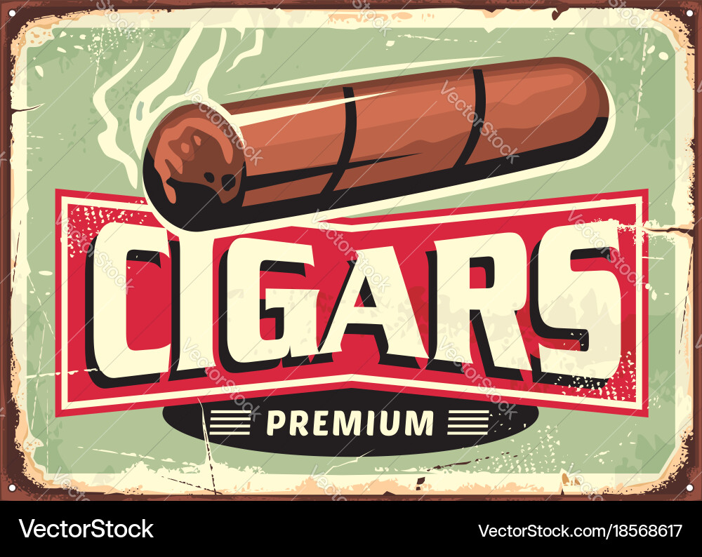 Retro Cuban Cigar Sign Template Royalty Free Vector Image