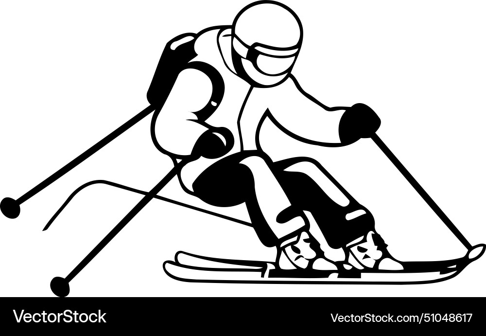 Skiing in the mountains flat style Royalty Free Vector Image