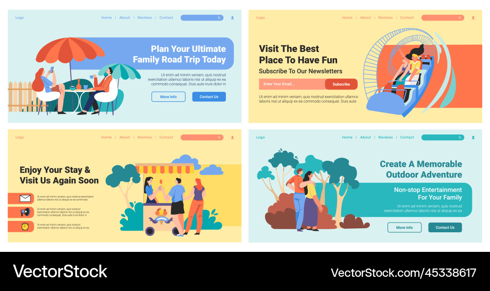 Web banner set design with leisure planning promo Vector Image