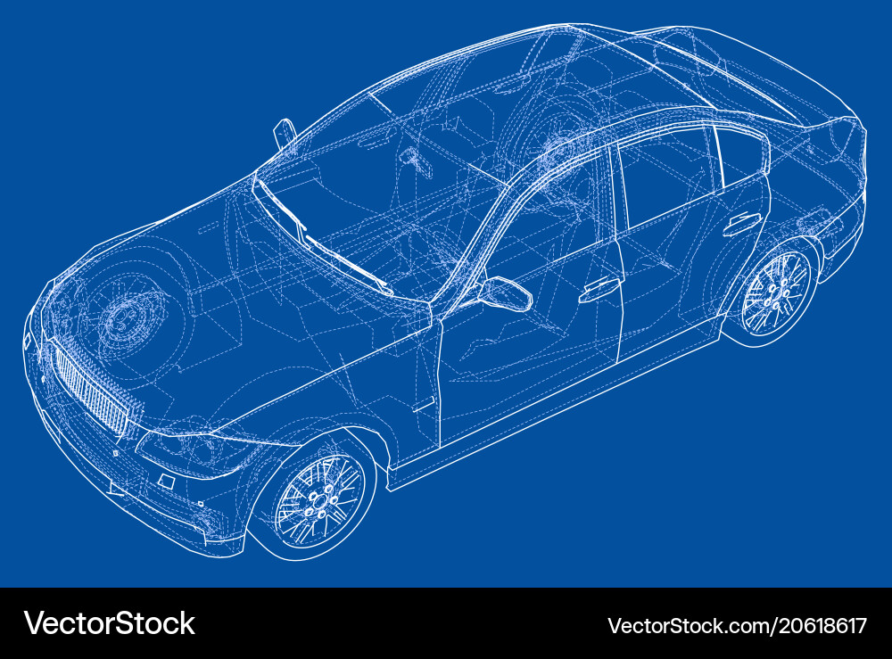 Wireframe Car Concept Royalty Free Vector Image