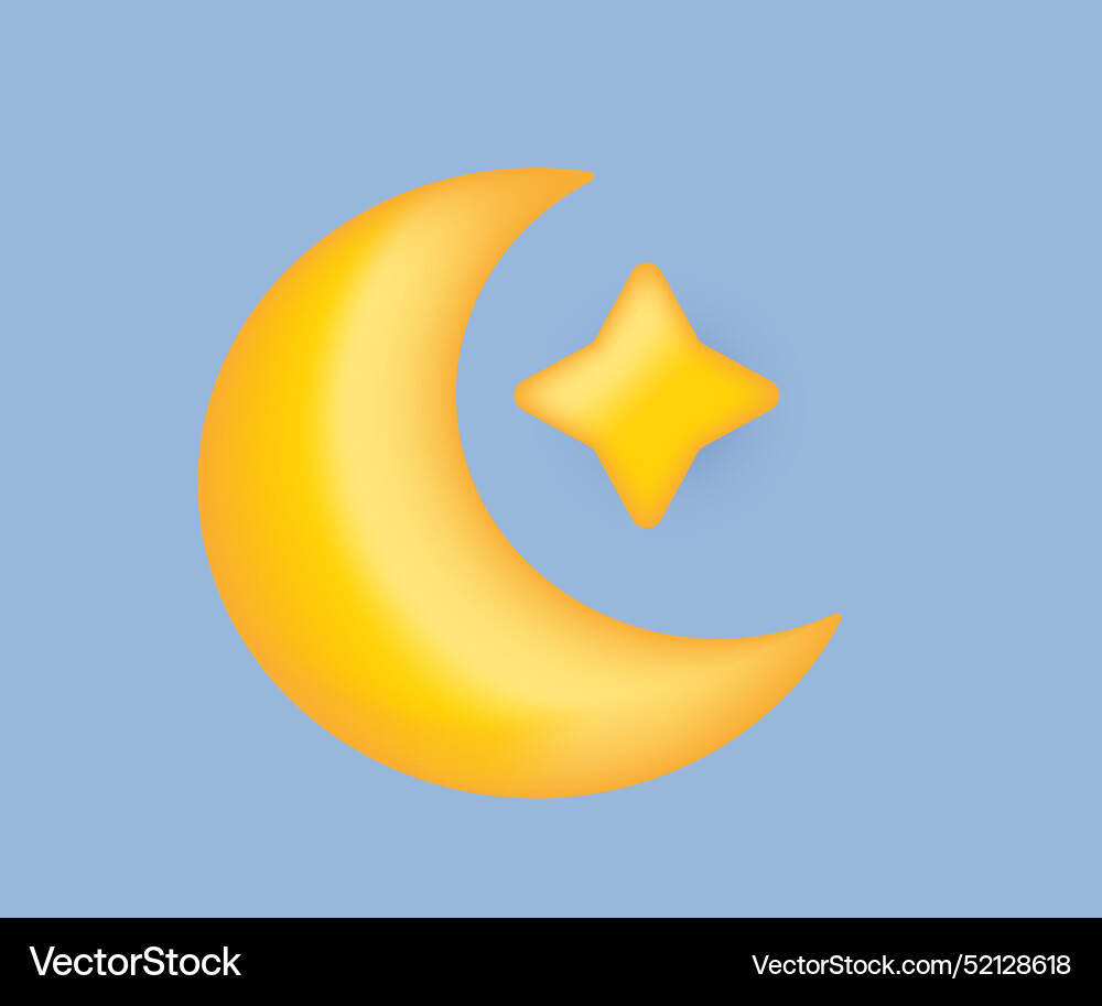 3d realistic icon yellow gold crescent moon Vector Image