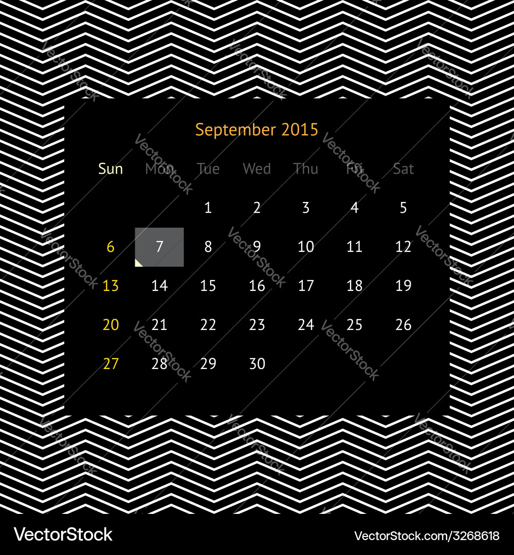 Calendar page for september 2015 Royalty Free Vector Image