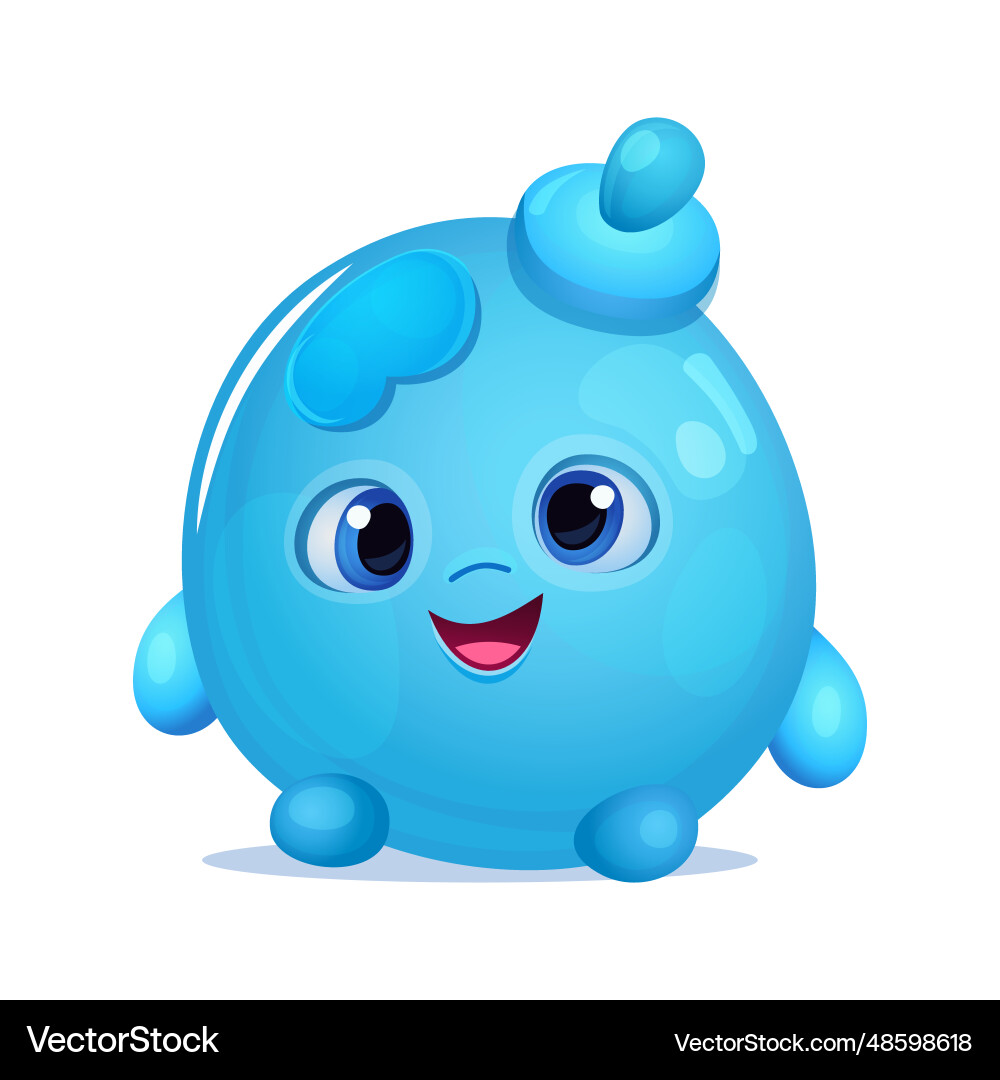 Cute kawaii water drop on white background Vector Image