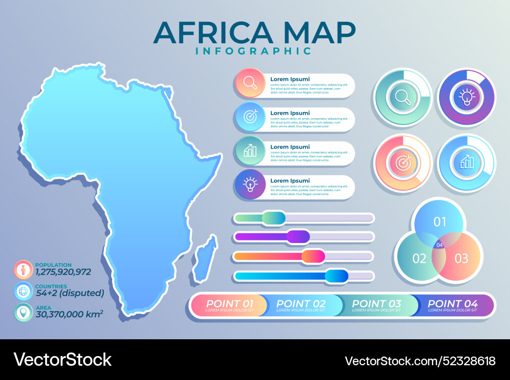 Gradient africa map infographic Royalty Free Vector Image