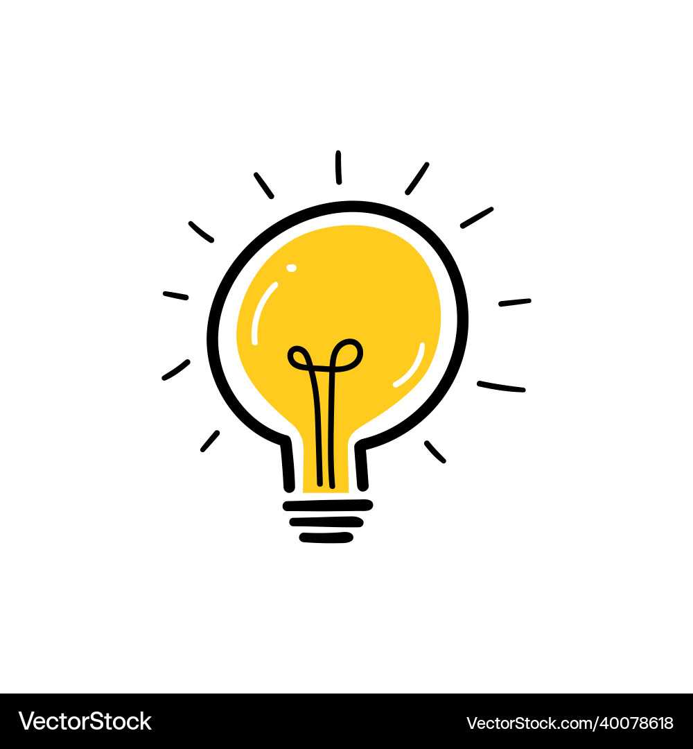 Light bulb with rays shine cartoon style flat Vector Image