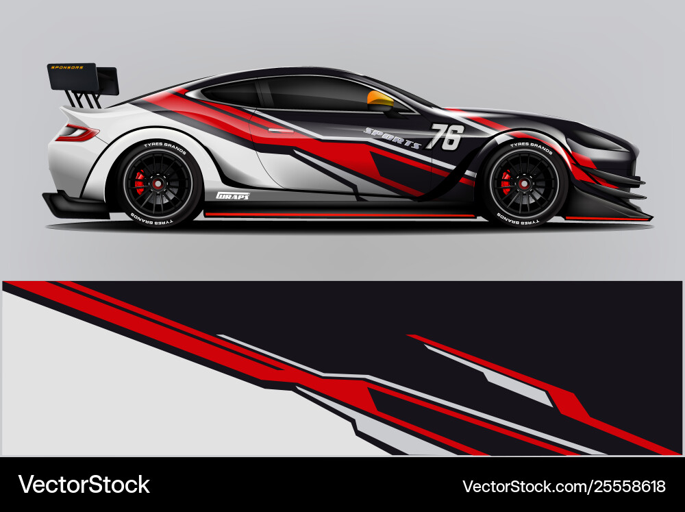 Sport car racing wrap design Royalty Free Vector Image