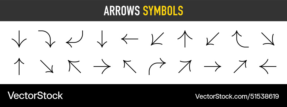 Arrow symbols set arrow cursor Royalty Free Vector Image