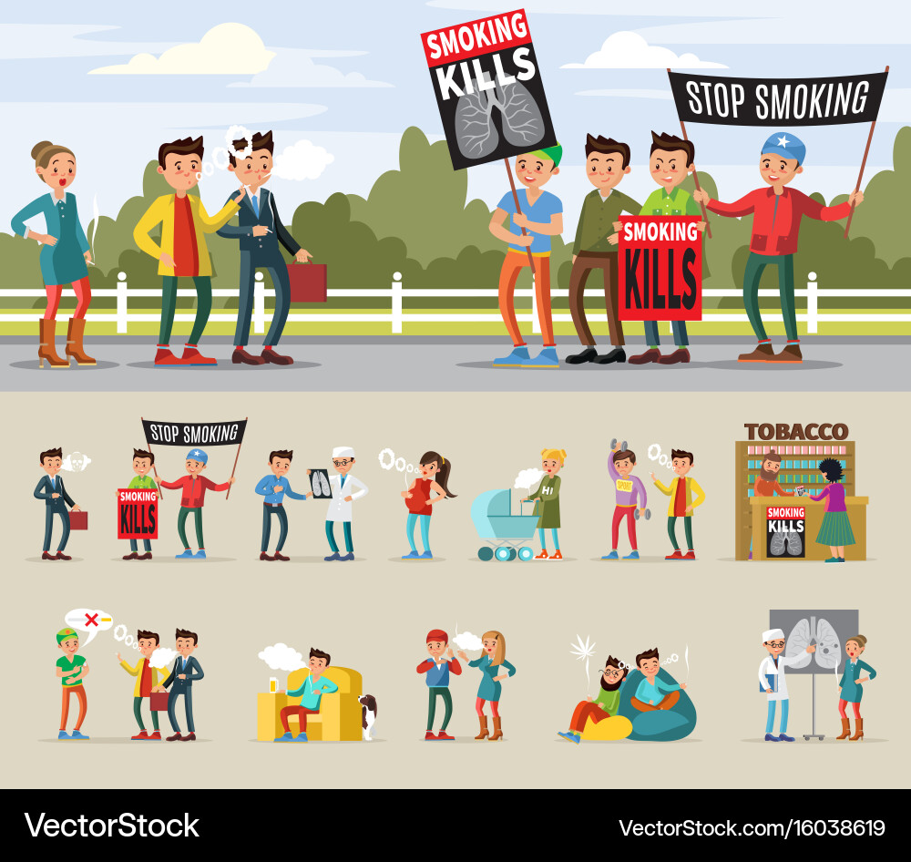 Demonstration against smoking concept Royalty Free Vector