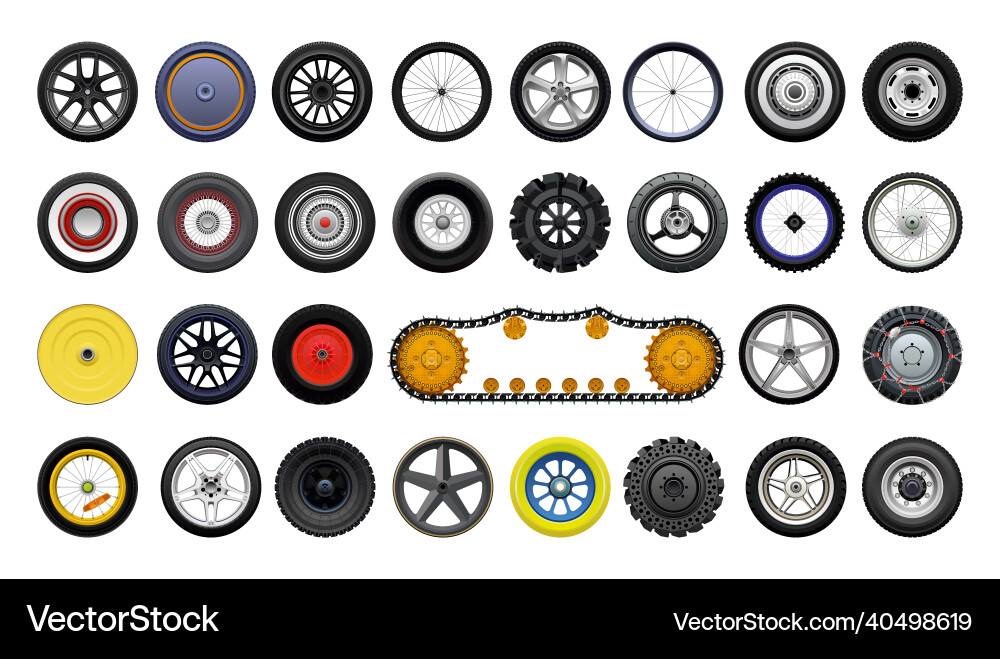 Diverse Collection of Wheels Royalty Free Vector Image