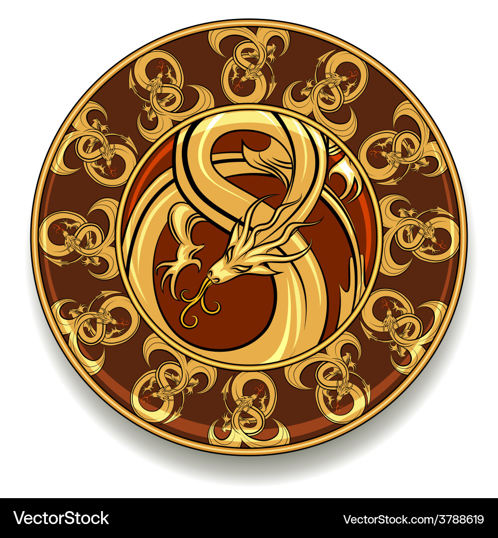 Dragon plate Royalty Free Vector Image - VectorStock