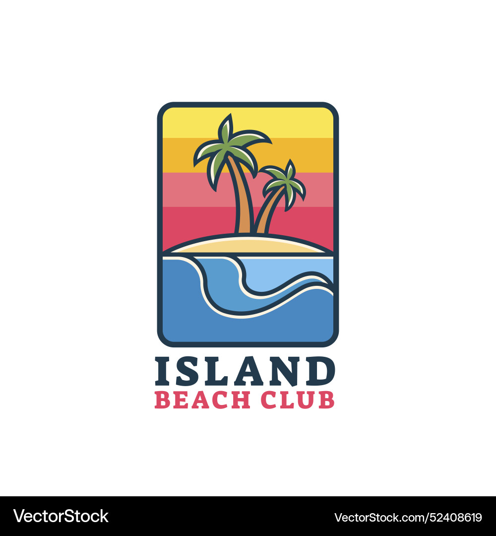 Flat design beach logo Royalty Free Vector Image