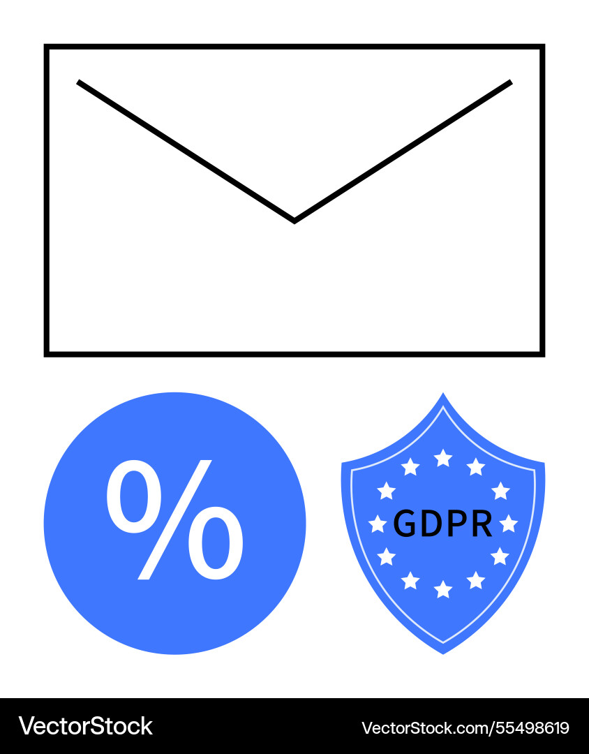 Gdpr shield percentage icon and minimalist Vector Image